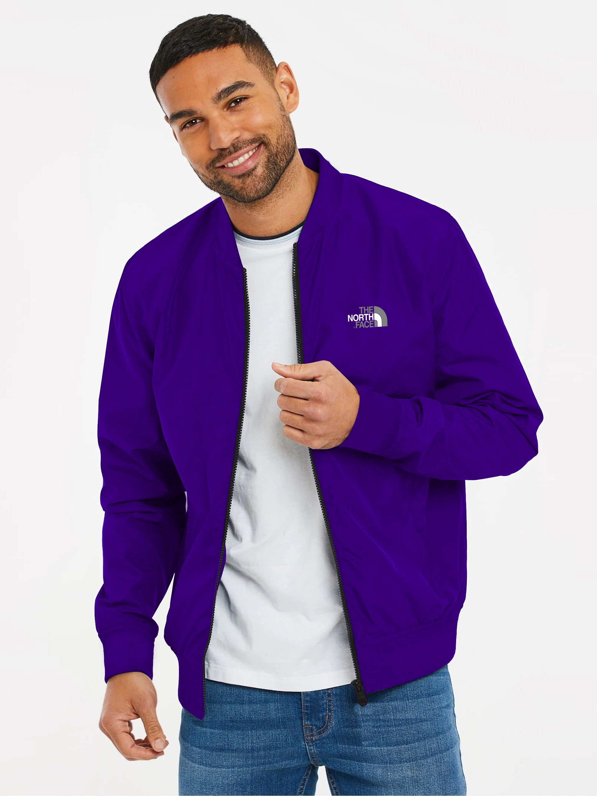 TNF Active Wear Zipper Fur Bomber Jacket For Men-Grape Purple-RT1118 ...