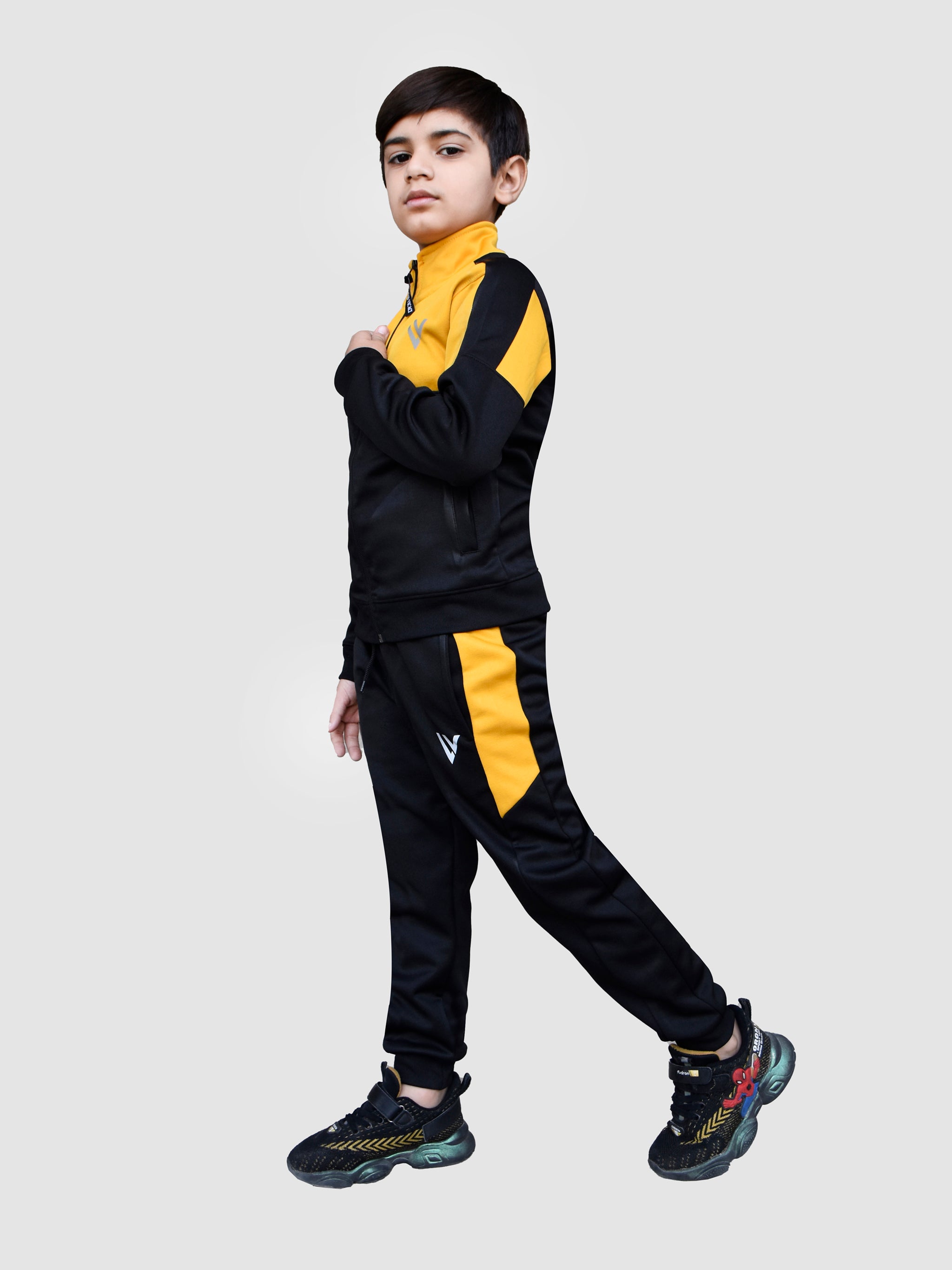 Louis Vicaci Lightning Flash Training Tracksuit For Kids-Black & Yello ...