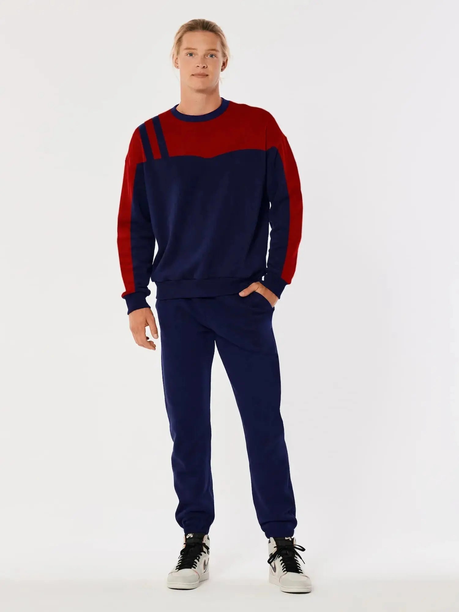 U.S Polo Assn Fleece Tracksuit For Men Dark Navy & Red-RT2129 - Brandsroots